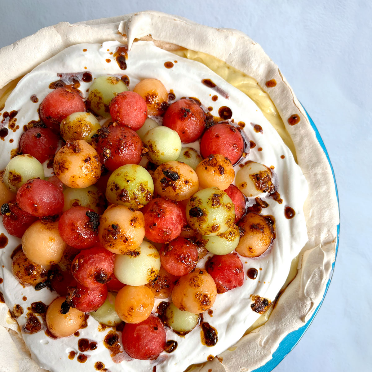 Sweet & Spicy Melon Pavlova | Fikabröd